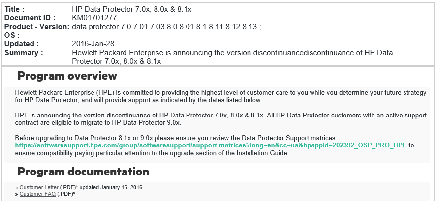 Hpe Data Protector 7 0x And 8 0x Eol